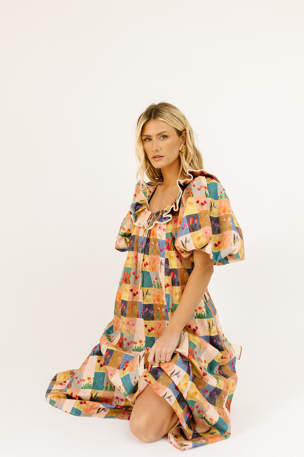 good luck puff sleeve dress // patchwork *zoco exclusive* – shop zoco