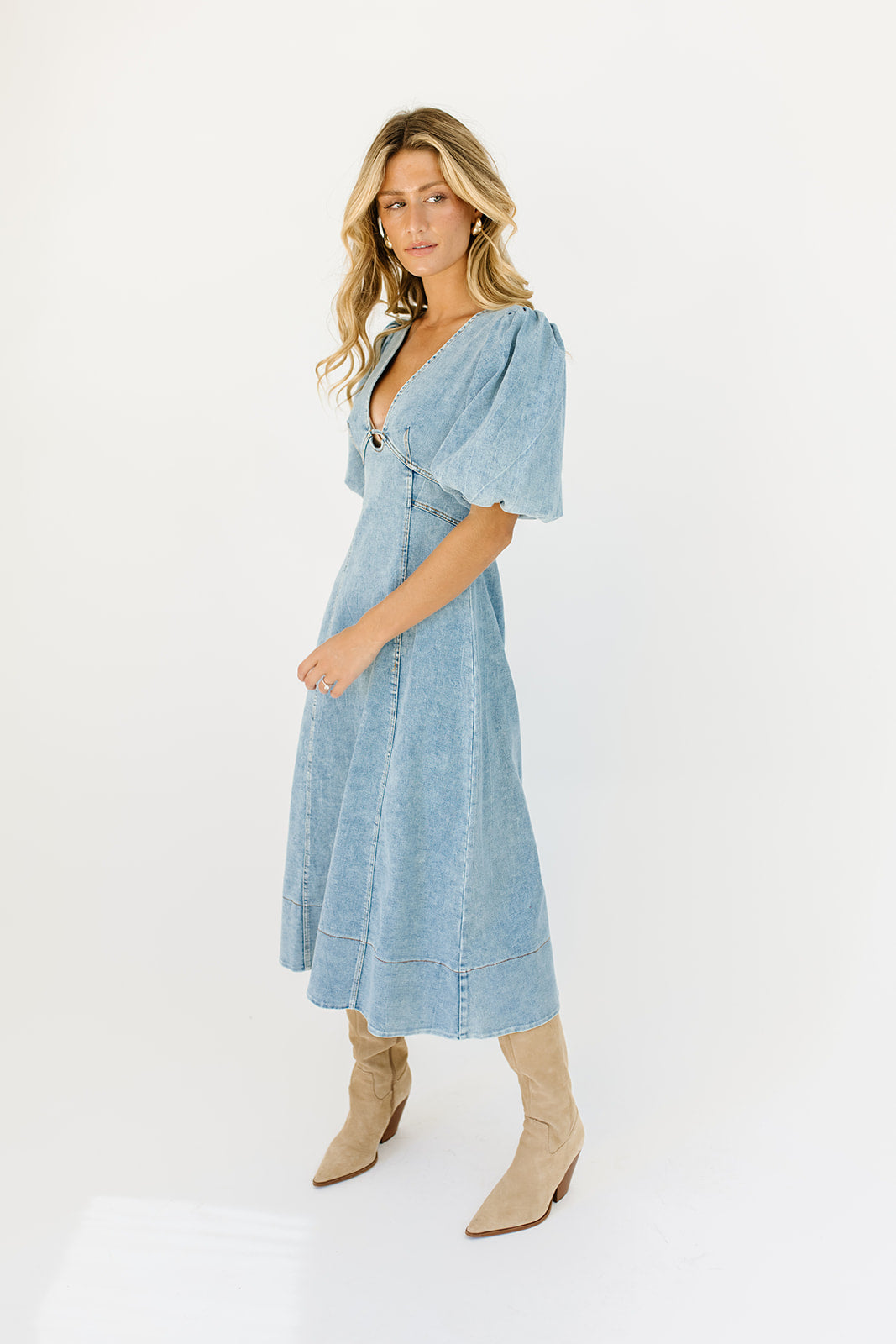 sara beth denim midi dress *restocked* – shop zoco