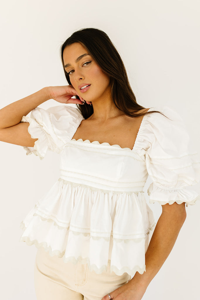 White puff sleeve shirt store