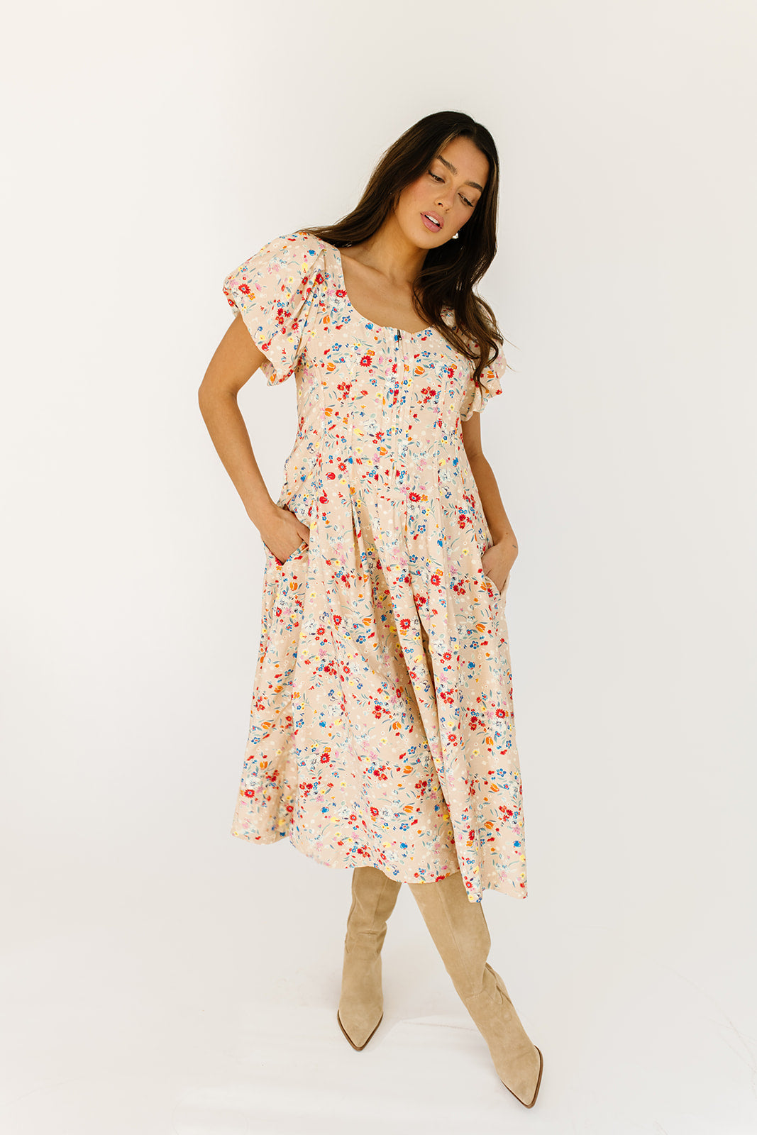 doe zipper midi dress // floral *zoco exclusive* – shop zoco