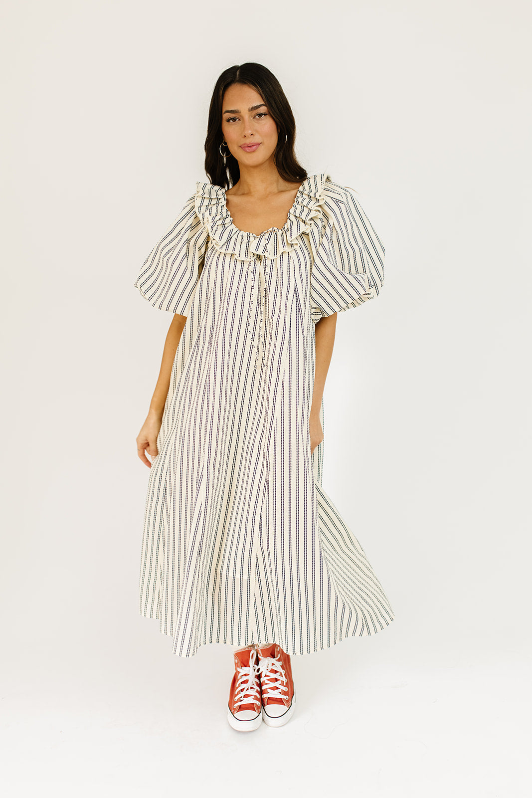 good luck puff sleeve dress // blue stripes *zoco exclusive* – shop zoco