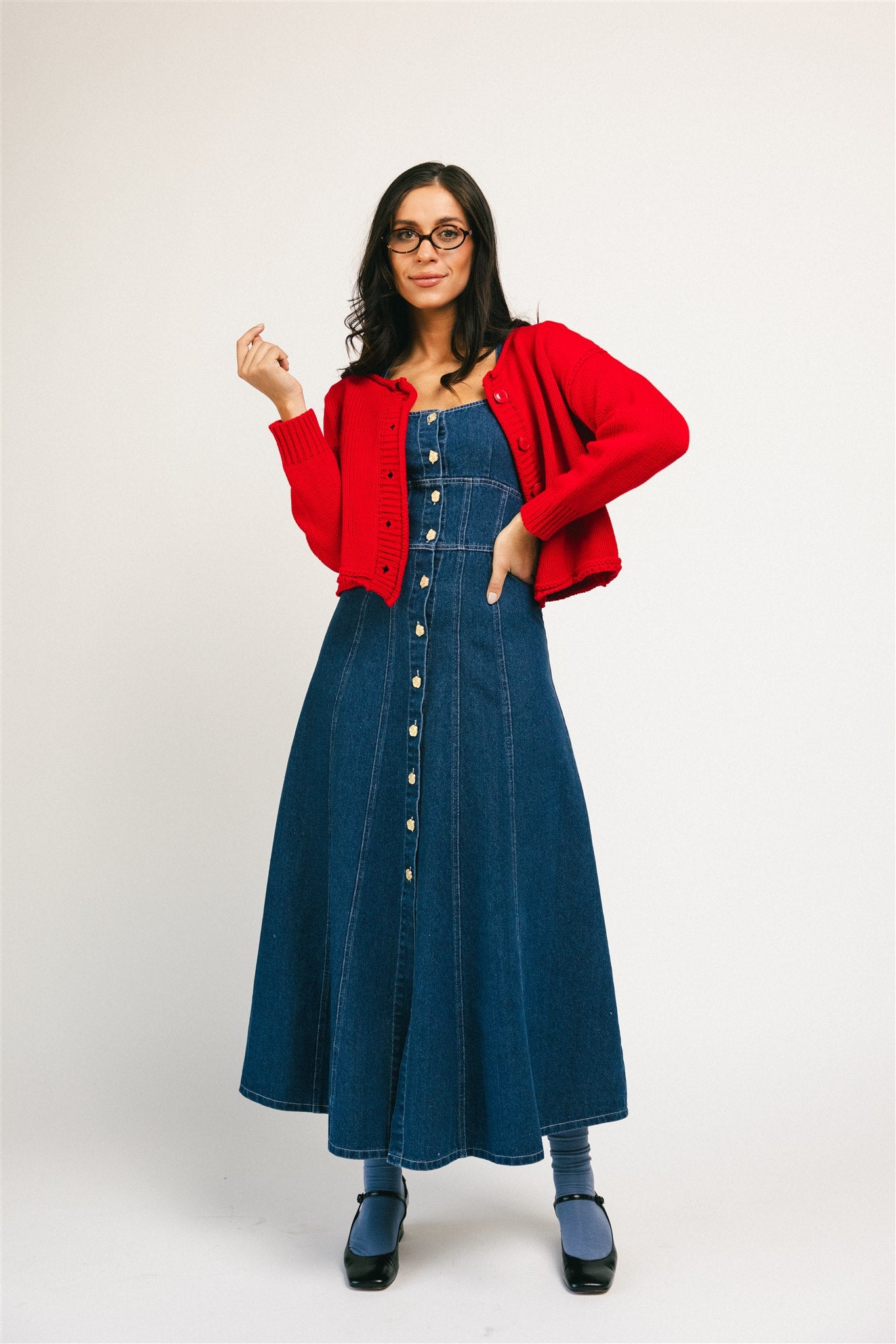 molly button dress // denim *zoco exclusive* – shop zoco